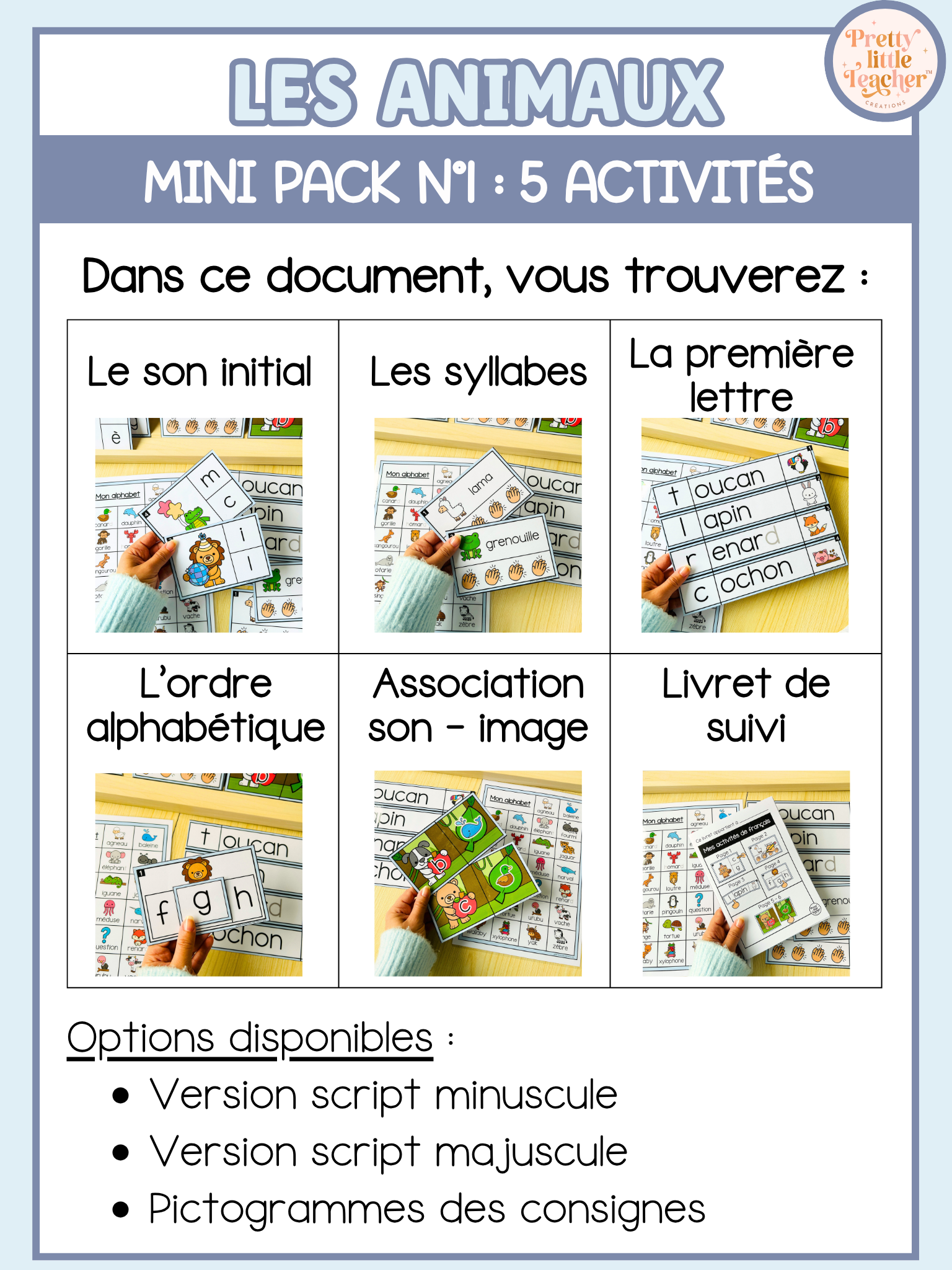 Mini Pack 1 Français sur les animaux – Pretty Little Teacher