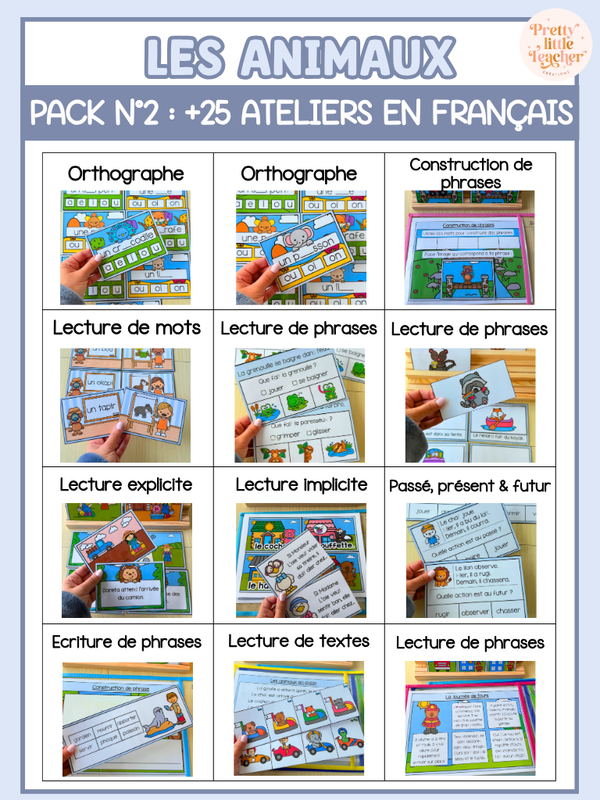 Pack 2 Français sur les animaux – Pretty Little Teacher