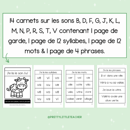 14 livrets de lecture : syllabes, mots et phrases – Pretty Little Teacher