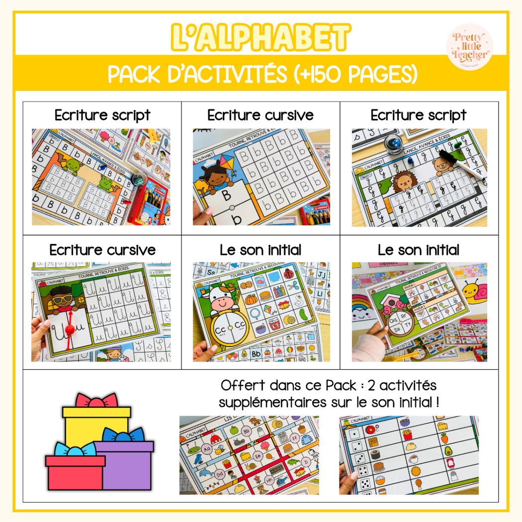 Pack d'activités sur l'alphabet : écriture des lettres et son initial ...