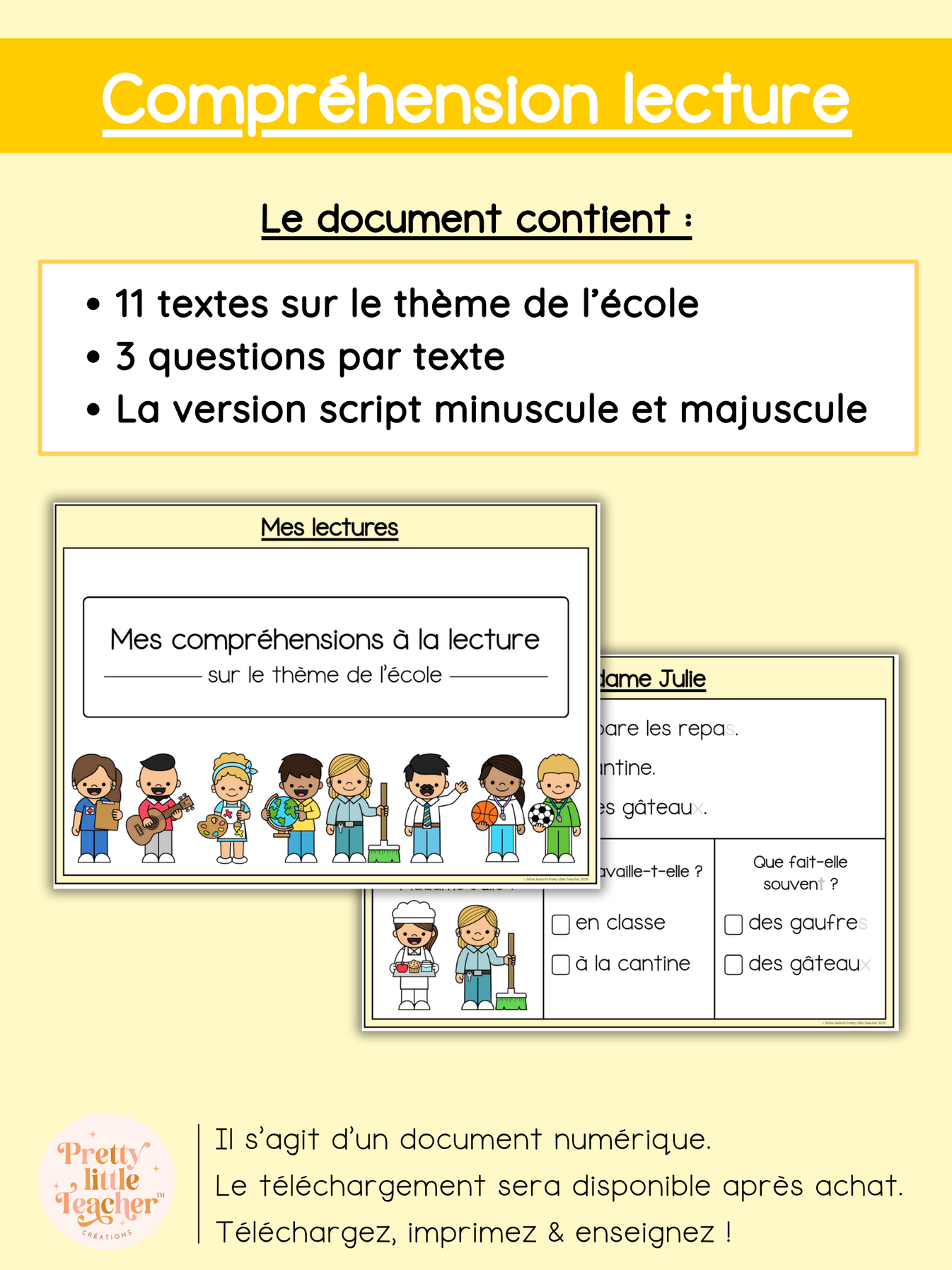Extrait Livret de lecture du Pack 2 Français sur l'école – Pretty ...