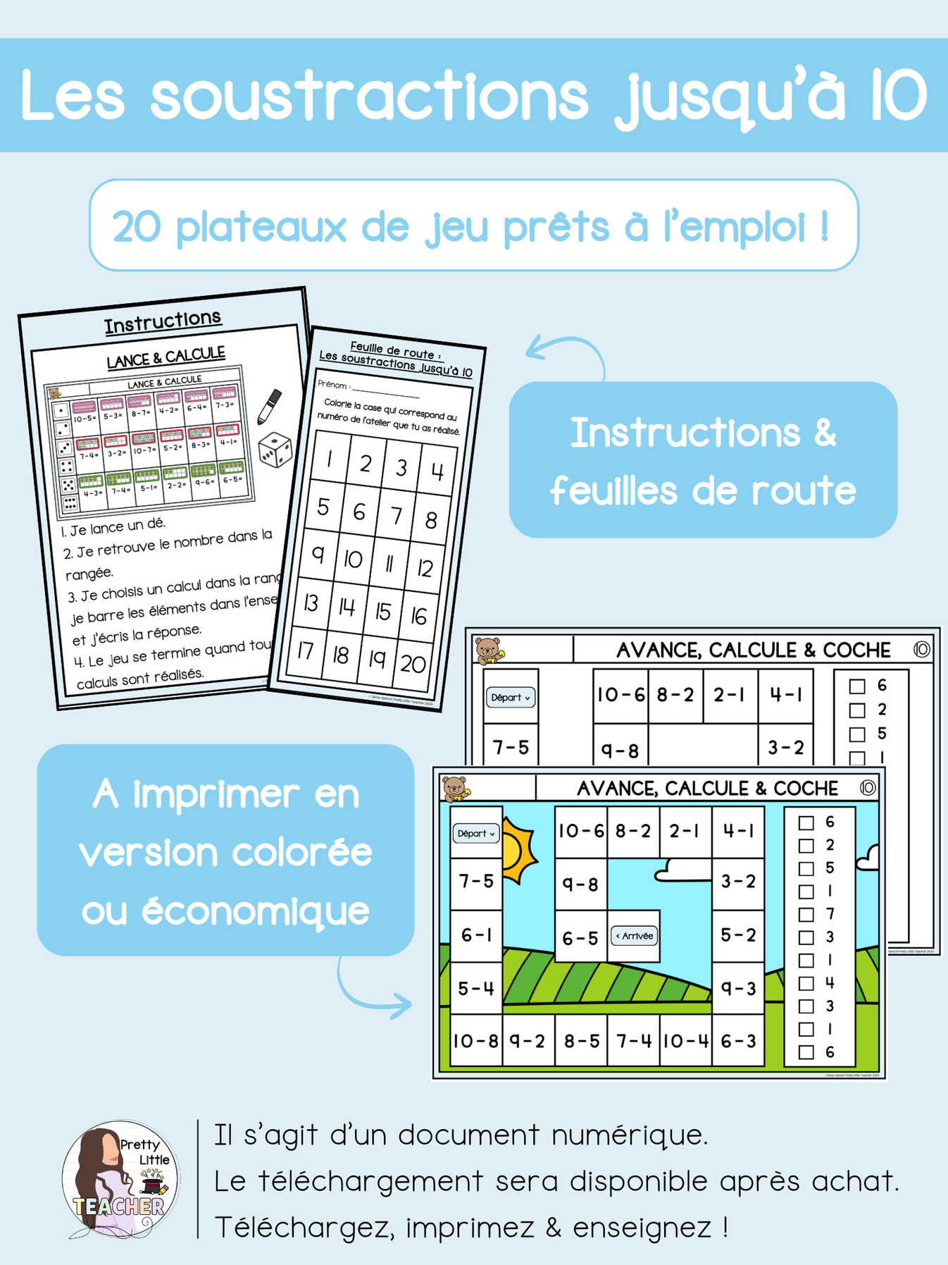 Les soustractions jusqu'à 10 – Pretty Little Teacher