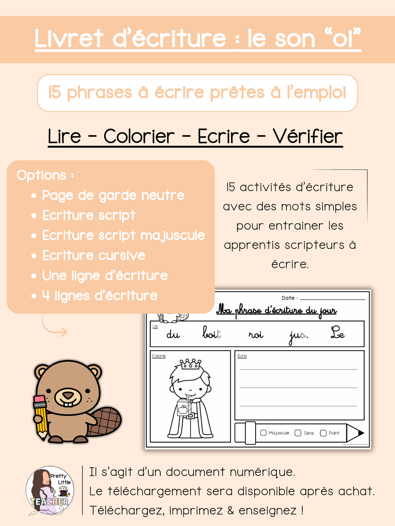 Livret d'écriture sur le son "oi" – Pretty Little Teacher