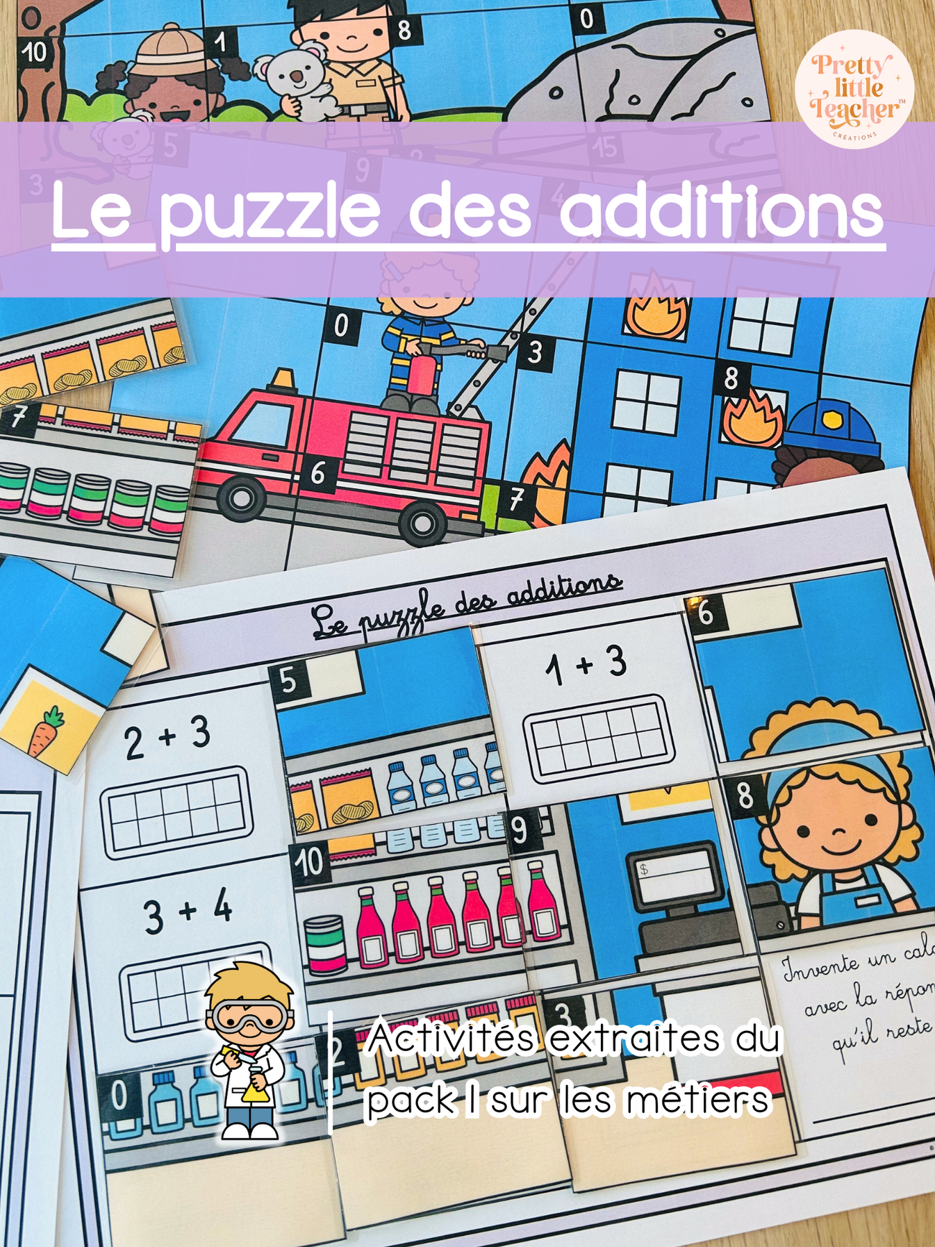 Le puzzle des additions jusqu'à 10 (5x) – Pretty Little Teacher